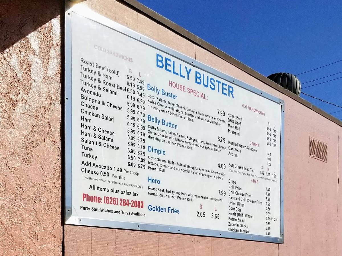 Menu at Belly Buster Sandwich Shoppe fast food, Alhambra
