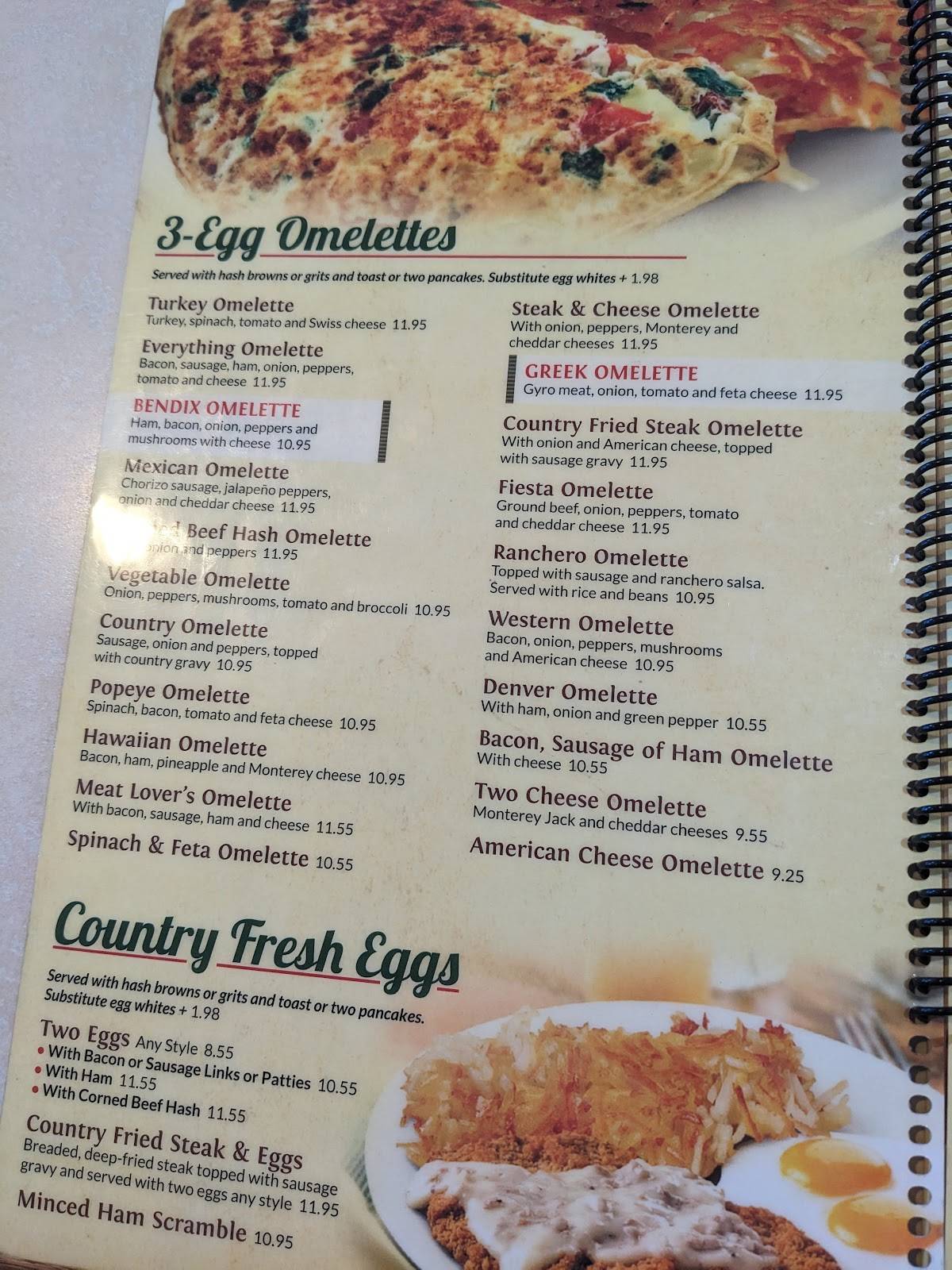 Menu at Bendix Restaurant Family Dining, South Bend, W Western Ave