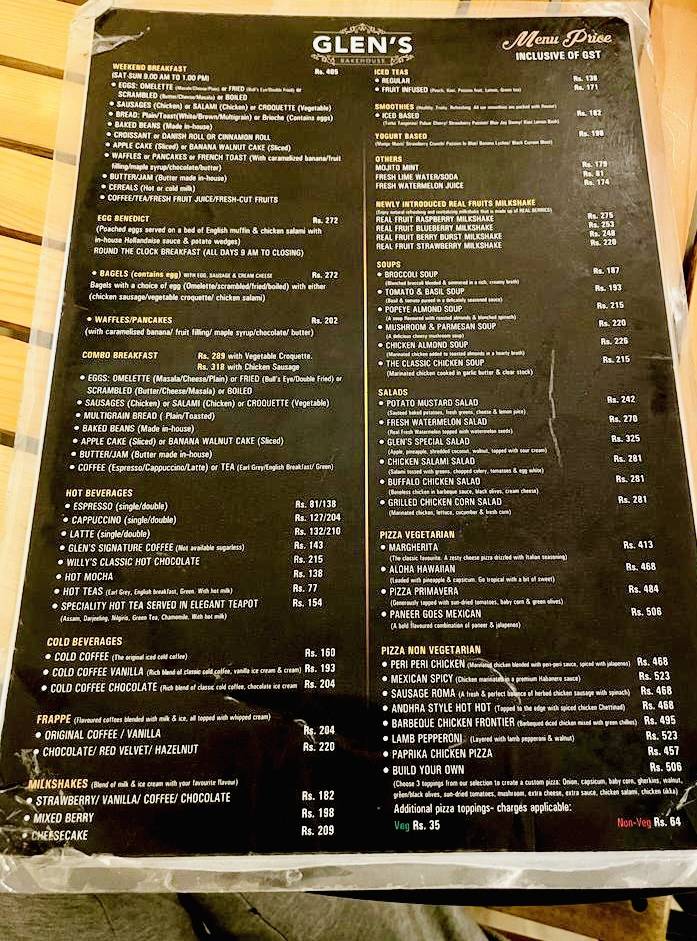 Menu at Glen’s Bake House - Jayanagar, Bengaluru