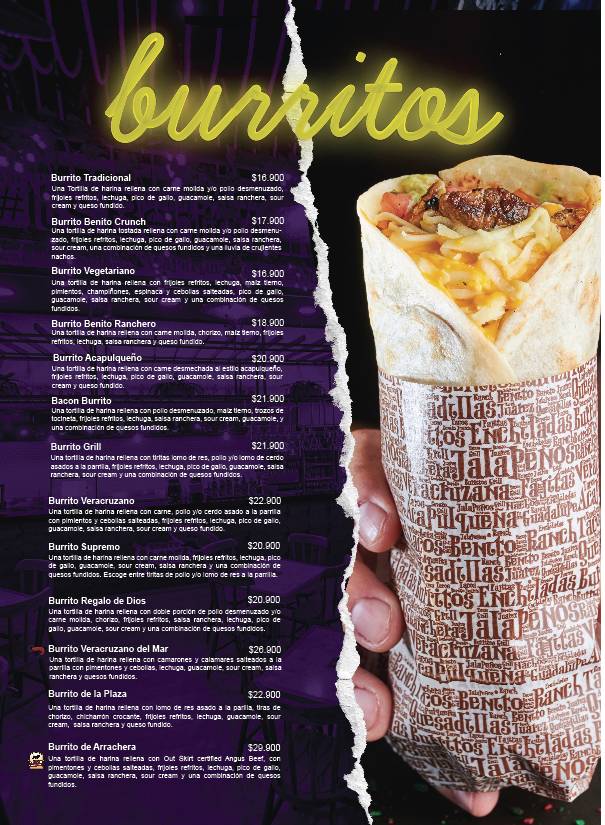Carta del restaurante Benito Juárez Tex-Mex & Margaritas Mall Plaza ...