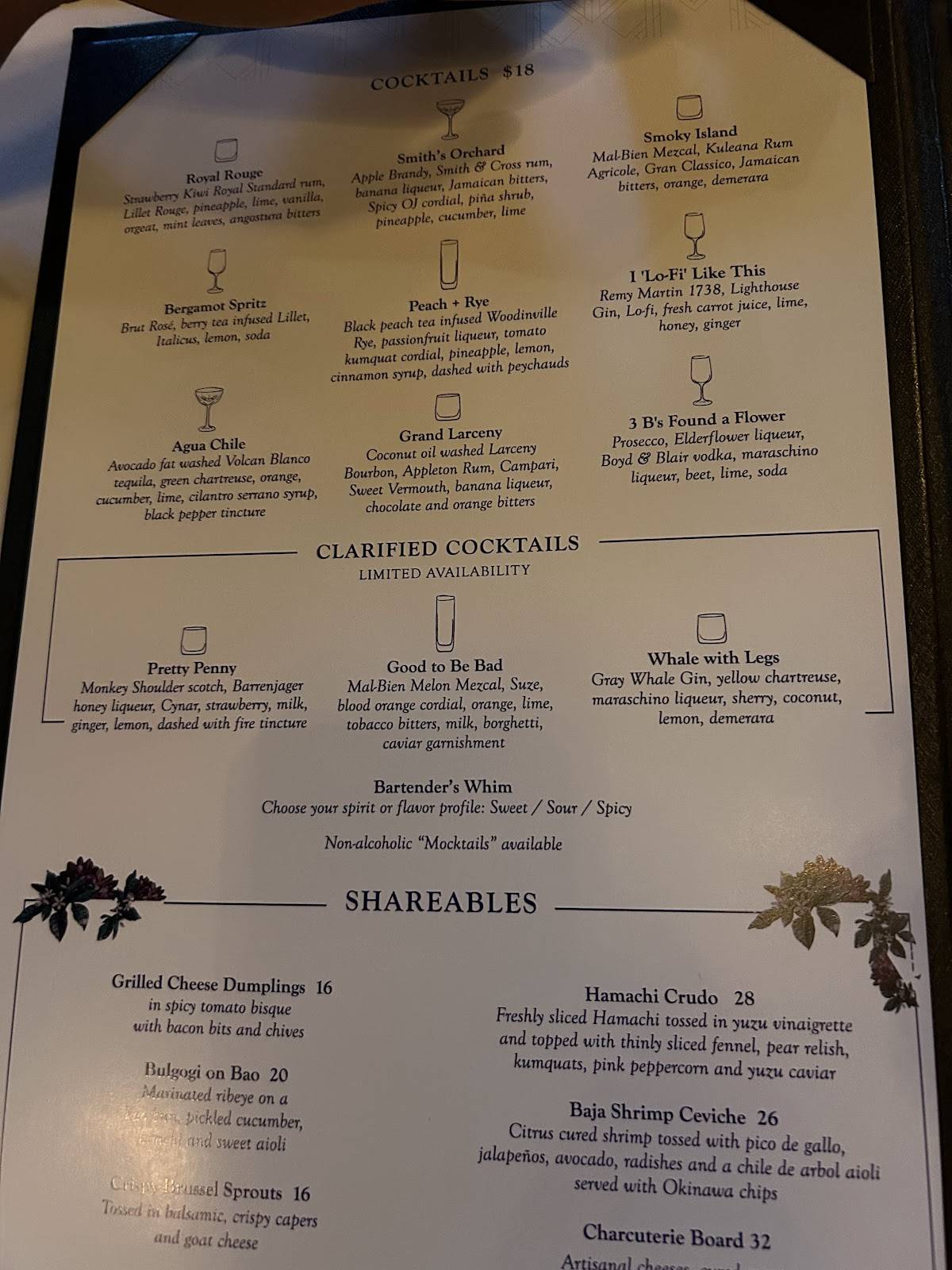 Menu at Benny and Mary's restaurant, Irvine