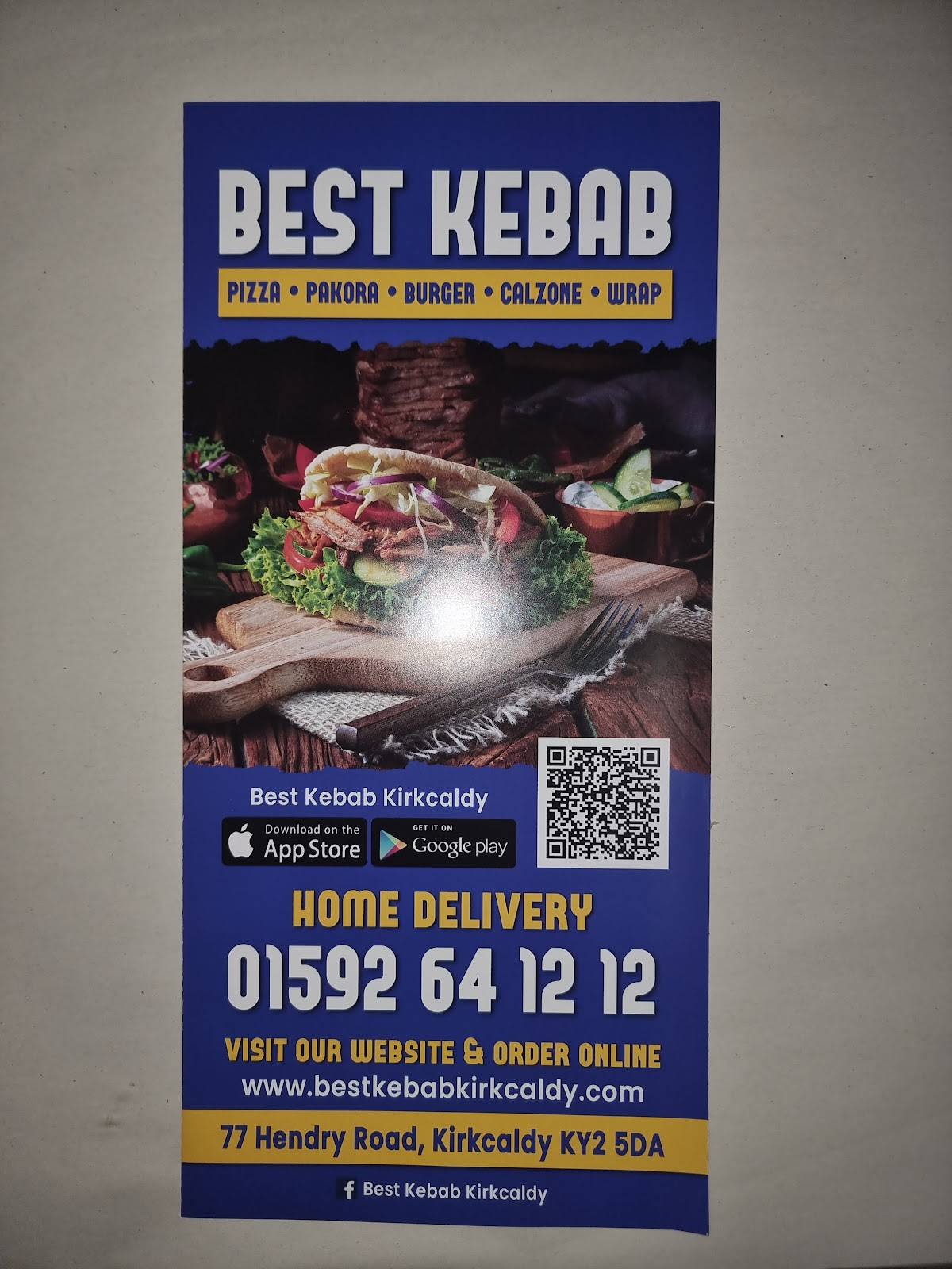 Menu at Best Kebab fast food, Kirkcaldy