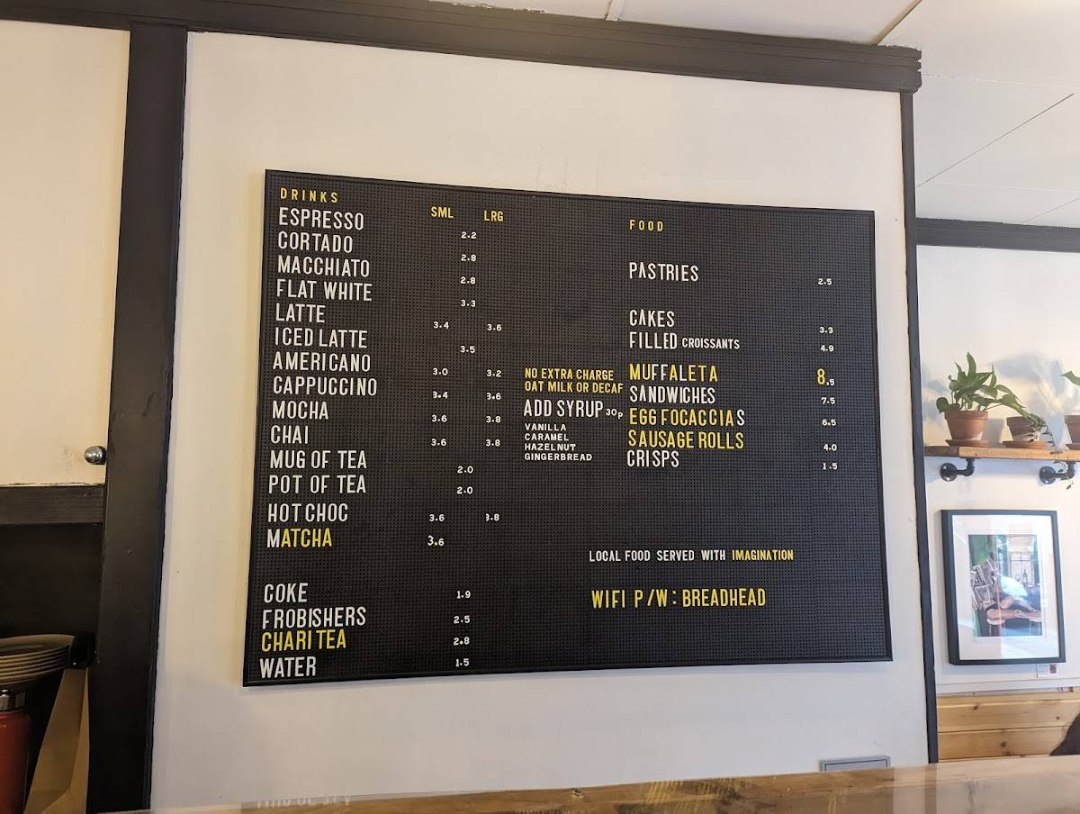 Menu at Between Bread cafe, Exeter