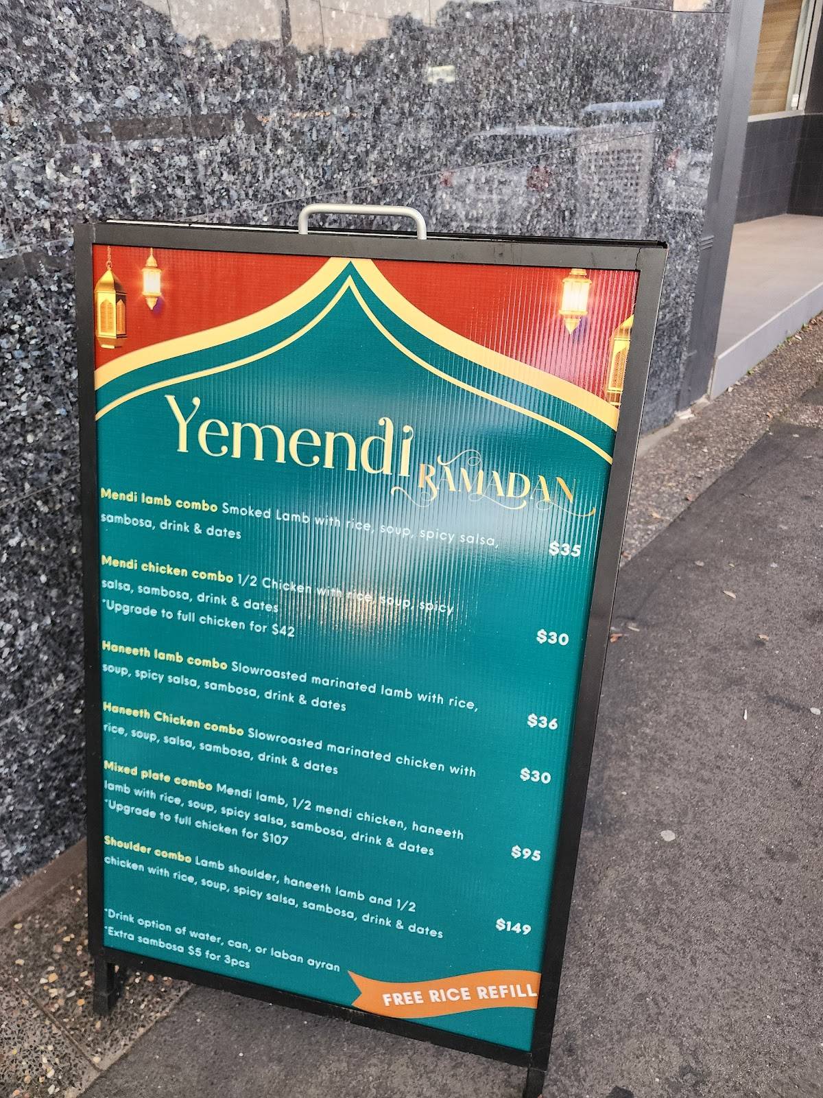 Menu at Yemendi Restaurant, Beverly Hills