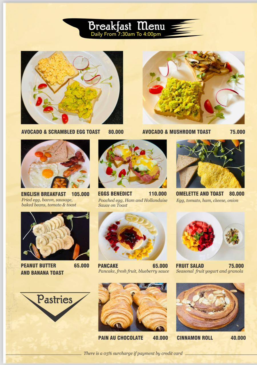 Menu at Bibo Caphe and Restaurant ( Breakfast - Brunch - Dinner), Hoi An