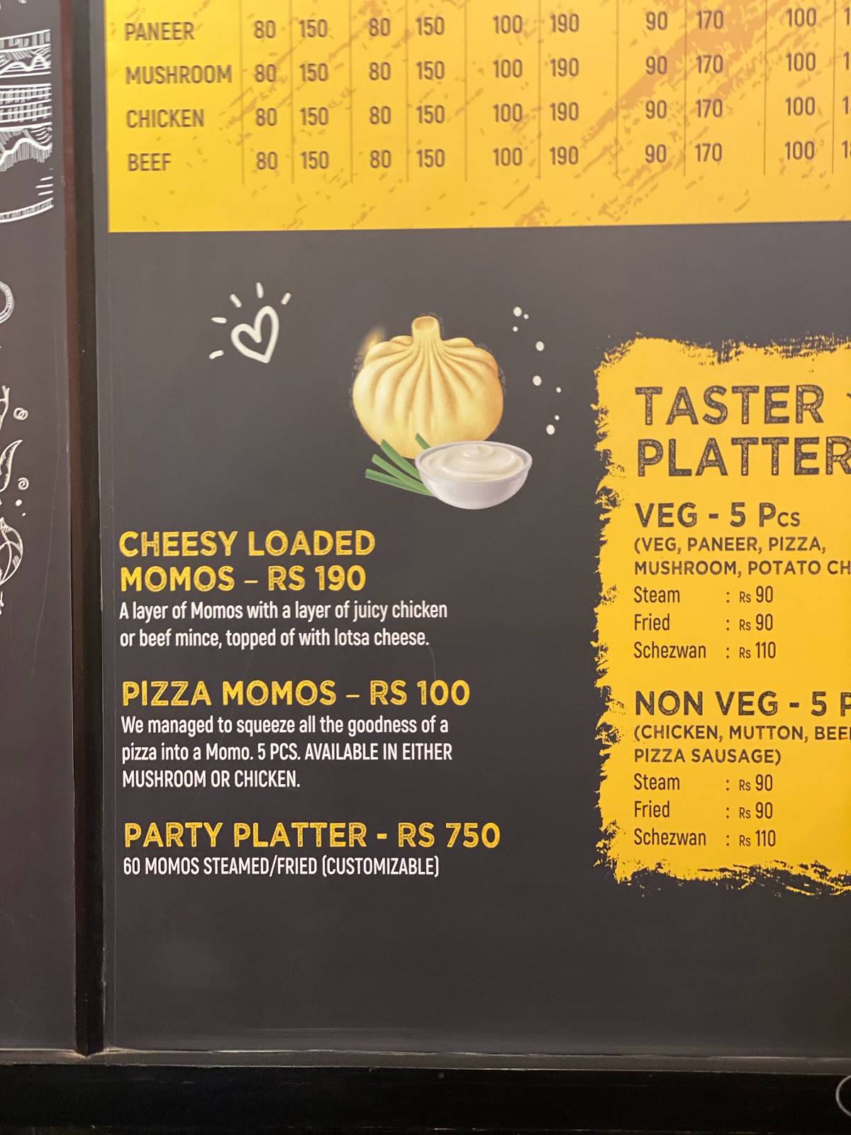 Menu at Big Fat Momo Calicut, Kozhikode