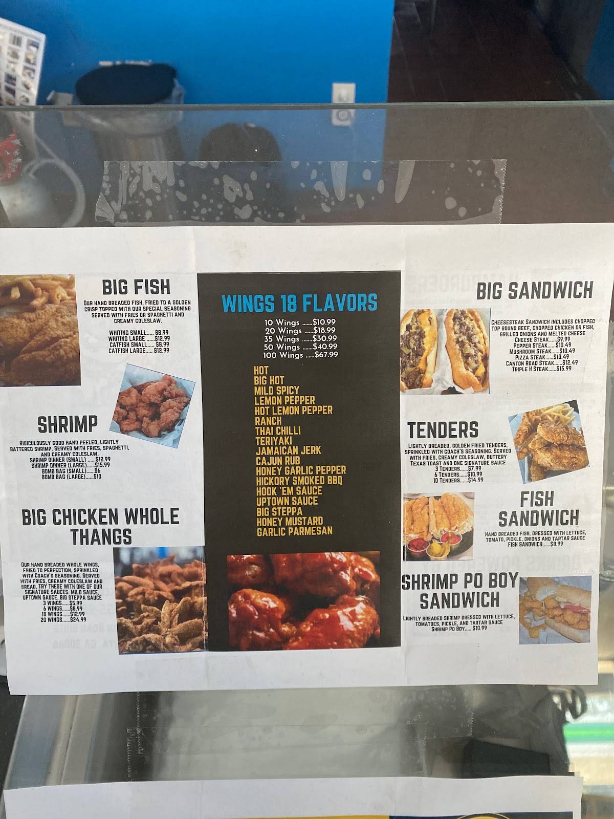 Menu at Big Fish and Chicken restaurant, Marietta