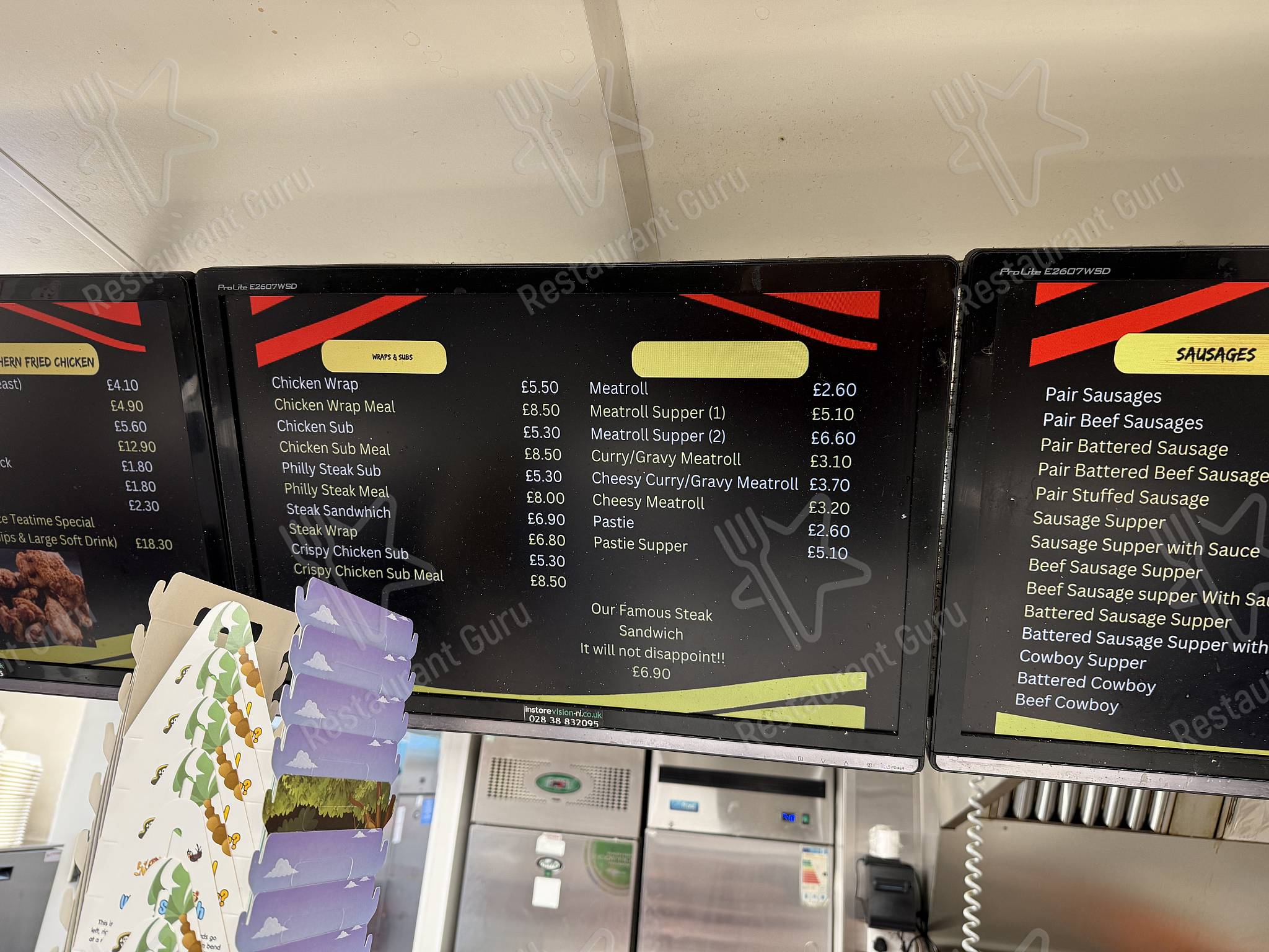 Menu at Big Mac's fast food, Dungannon