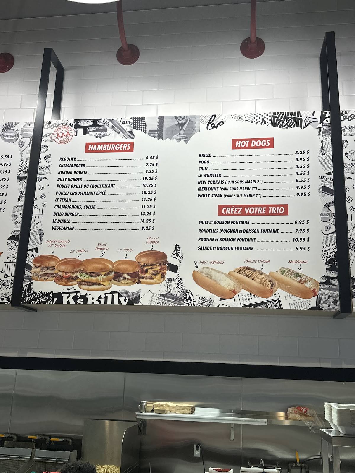 Menu at Billy K's restaurant, Montréal, Bd Lacordaire
