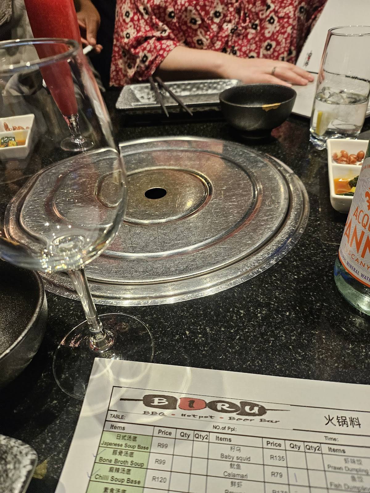 Carta del restaurante Biru, Sandton