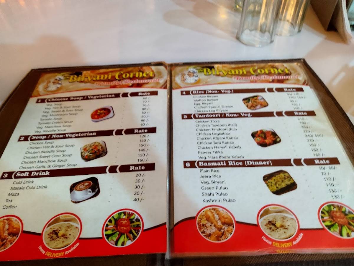 Menu at Biryani Corner, Gaya