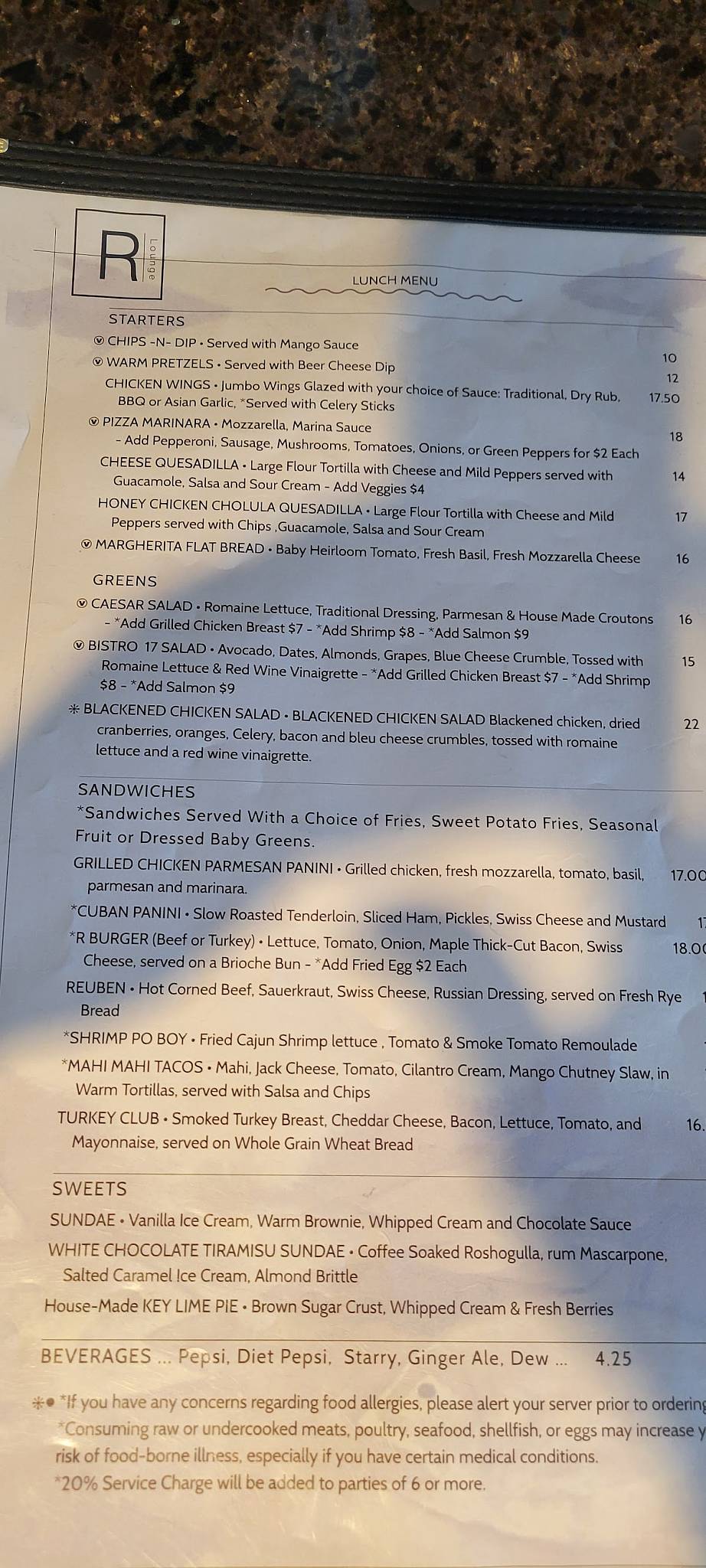 Menu at Bistro 17 Restaurant, Fort Lauderdale