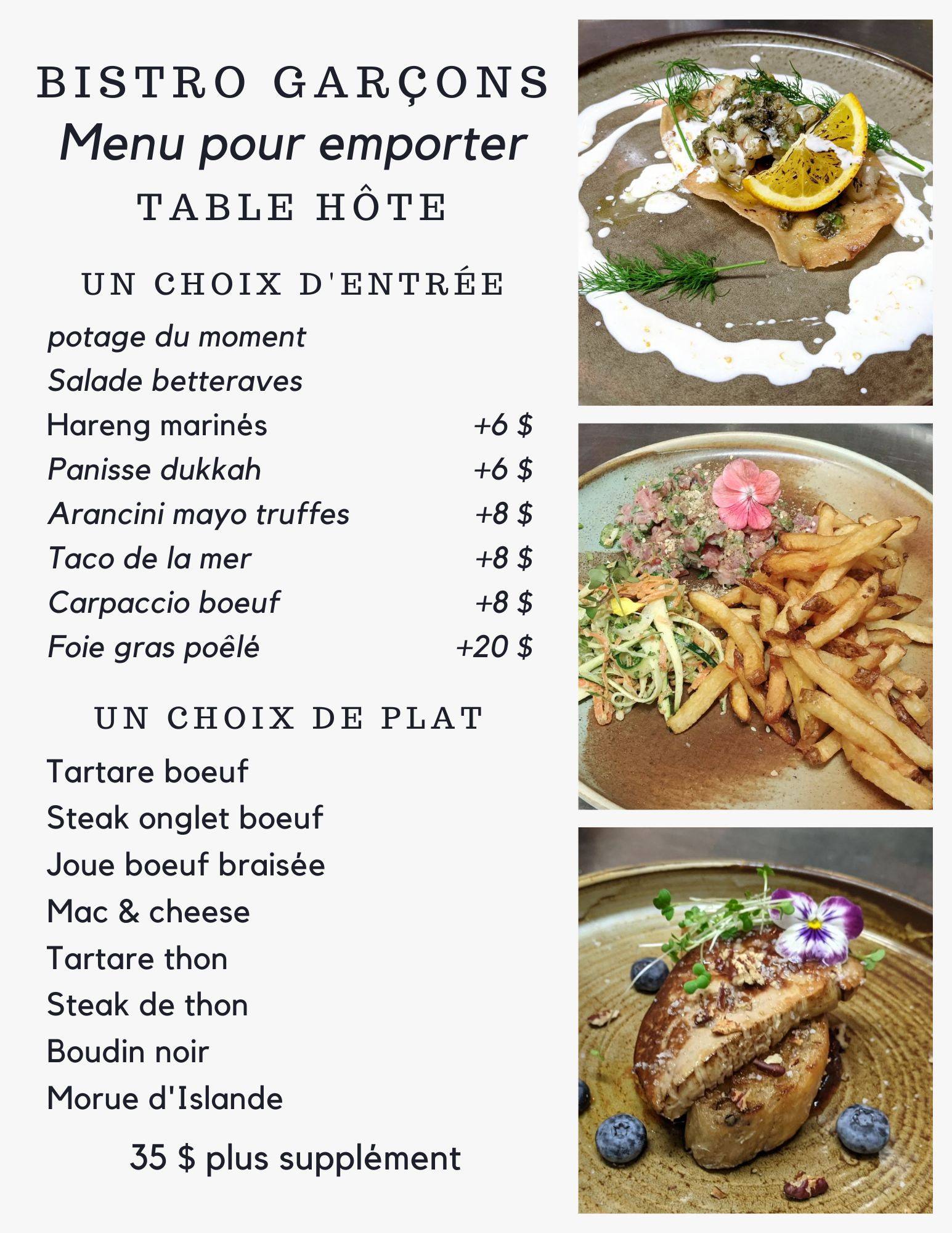 Menu at Bistro Lounge Garçons! desserts, Sainte-Adèle