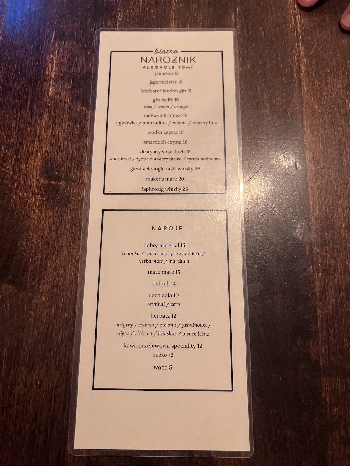 Menu at Bistro Narożnik pub & bar, Wrocław