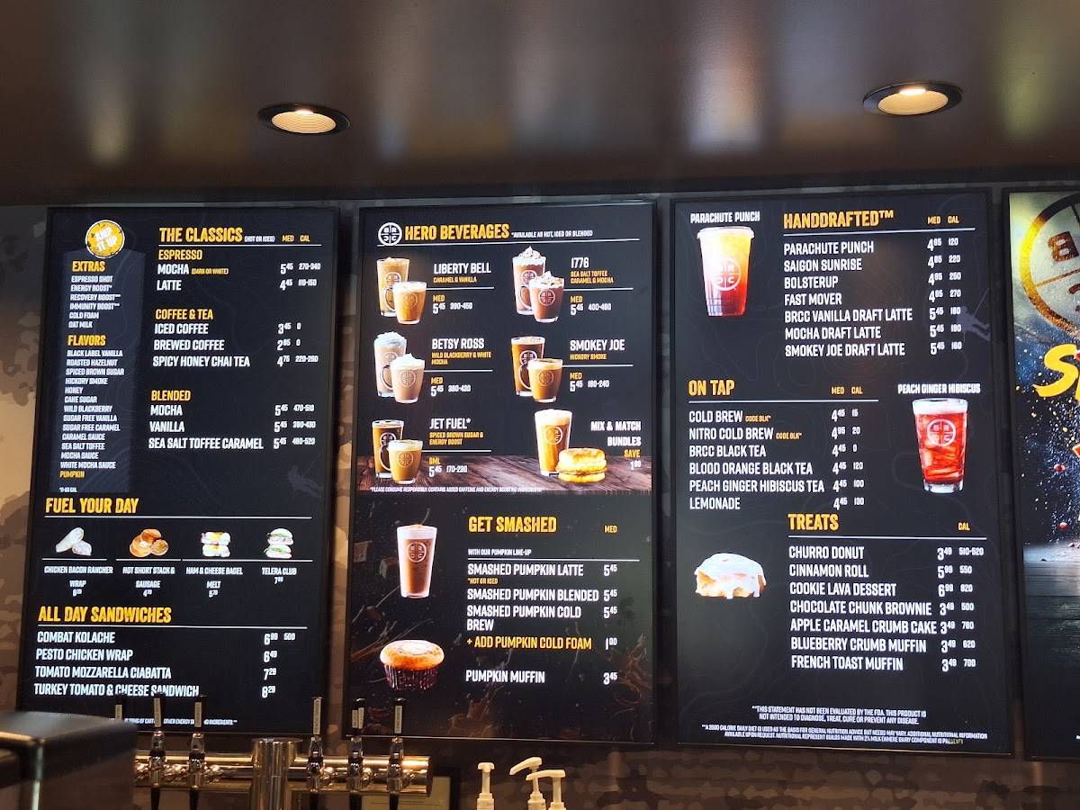 Menu at Black Rifle Coffee Company restaurant, Virginia Beach