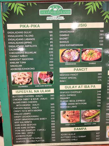 Menu at Blackbeard Seafood Island Grill restaurant, Davao City, No ...