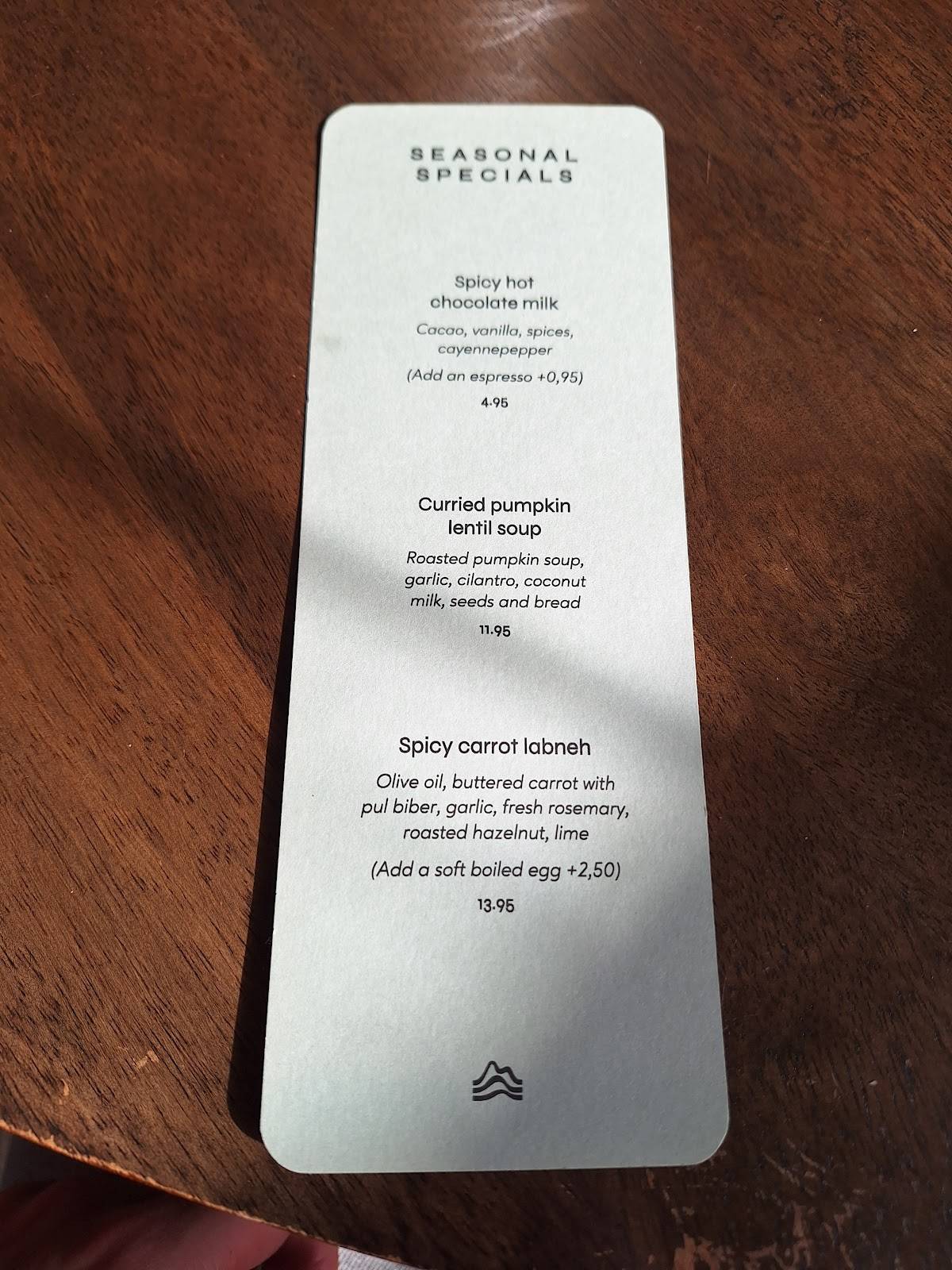 Menu au Blend artwork + coffee, Rotterdam