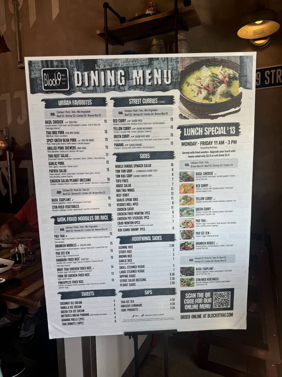 Menu at Block 9 Thai Street Eats (Summerlin Location) restaurant, Las Vegas