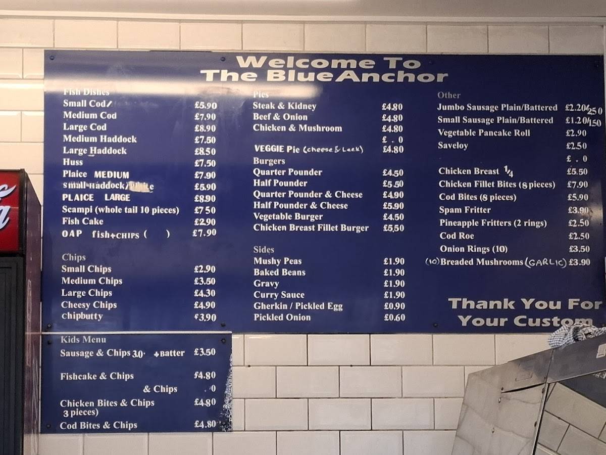Menu at Blue Anchor fast food, Bexhill