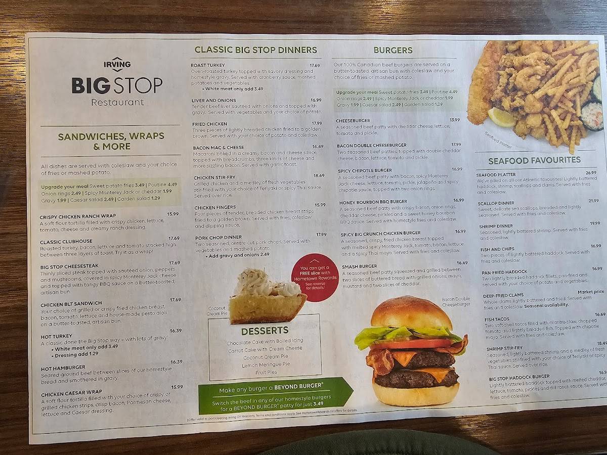 Menu at Blue Canoe restaurant, Waasis, 415 Nevers Road