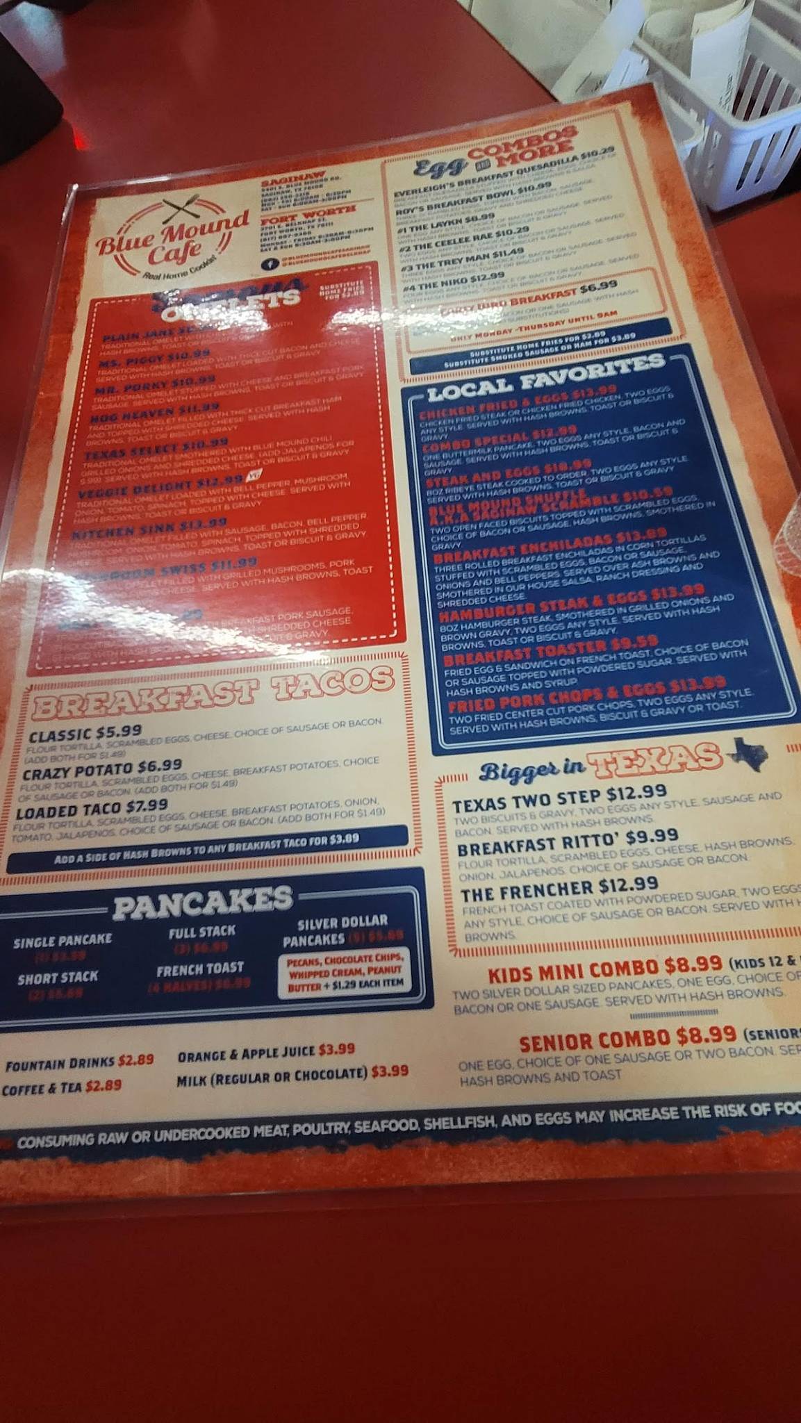 Menu at Blue Mound Cafe - Belknap, Fort Worth