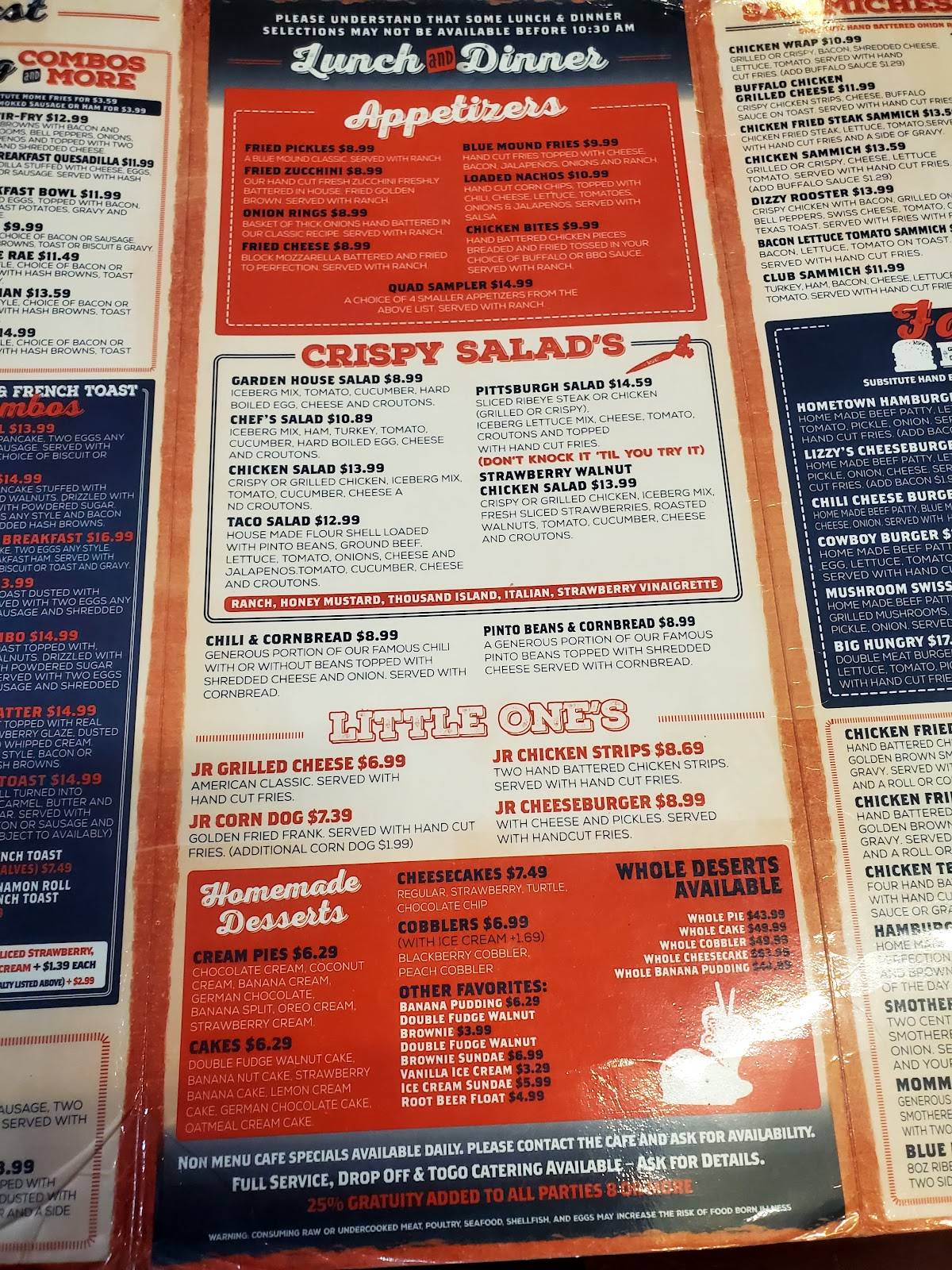 Menu at Blue Mound Cafe - Belknap, Fort Worth