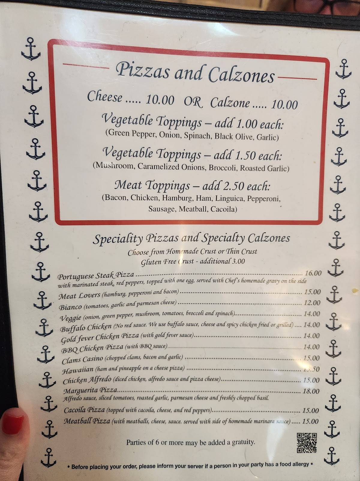 Menu at Blue Point Restaurant, Acushnet