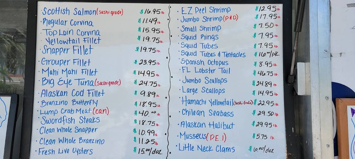Menu at Blue Runner Seafood restaurant, Miami