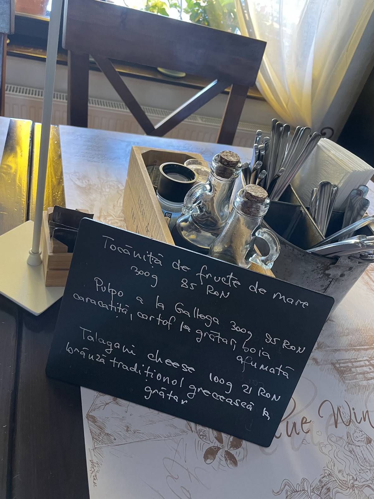 Menu at Blue Window, Slatina