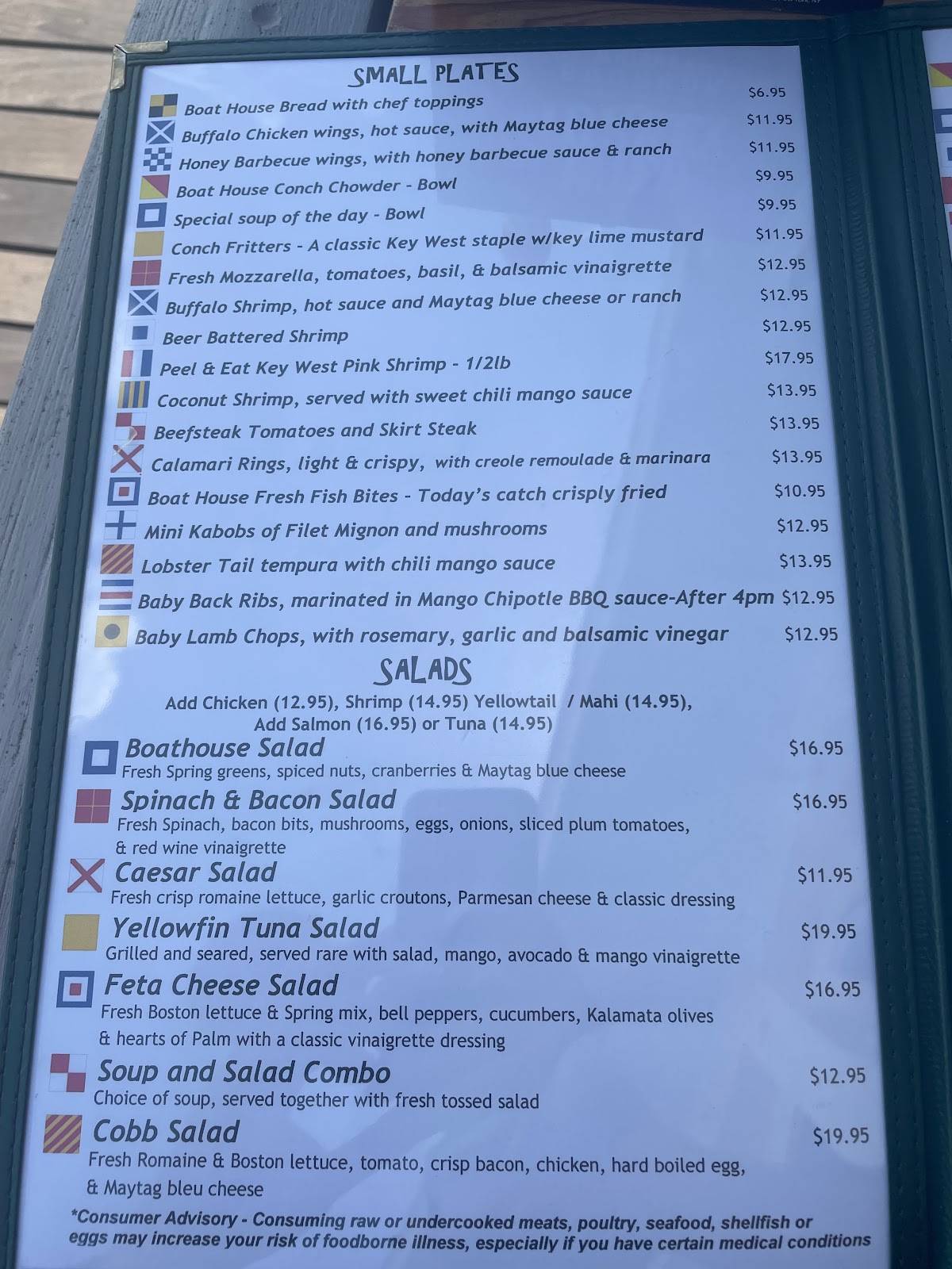 Menu at Boat House Bar & Grill, Key West, 220 Margaret Street