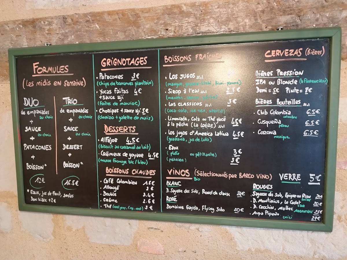 Menu au Quai du Vin pub et bar, Angers
