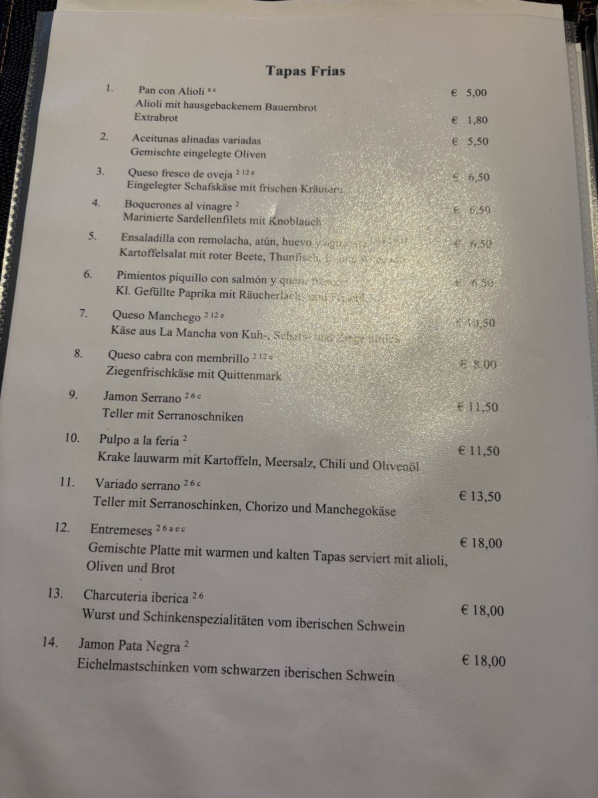 Menu au Bodega GALLO Borracho eh. Deutschhaus restaurant, Idstein