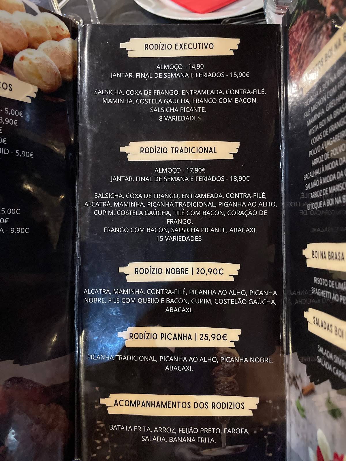 Menu em Boi na brasa restaurante, Cascais