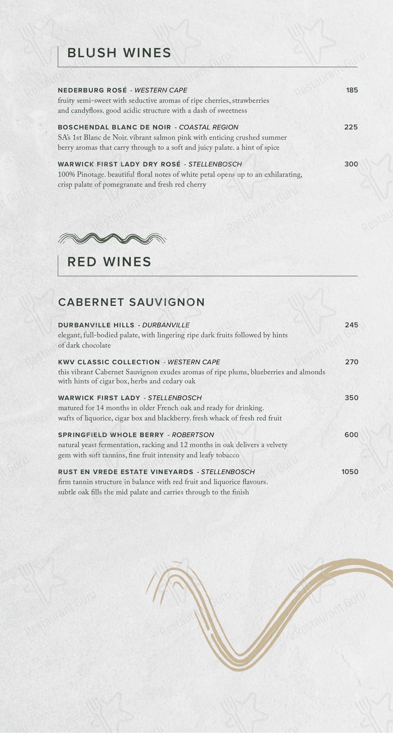Menu at Tribes African Grill & Steakhouse, Boksburg