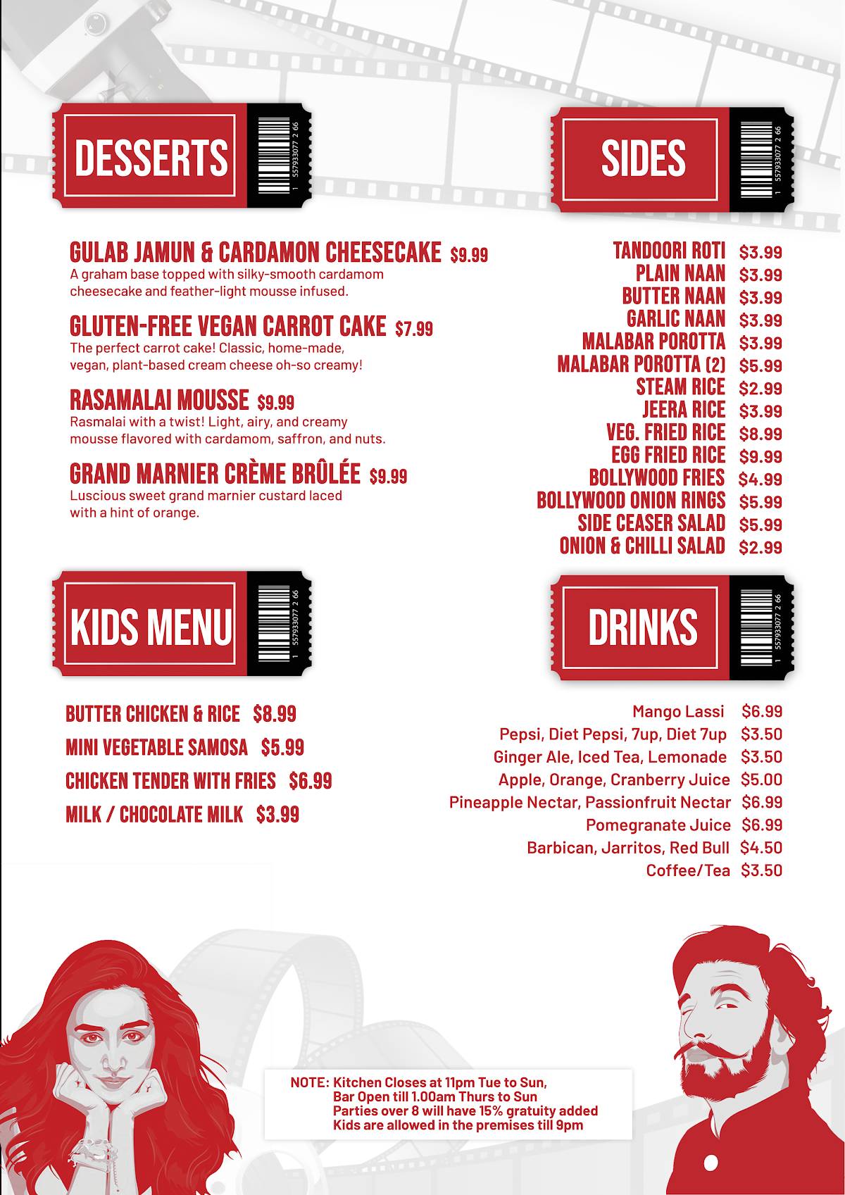 Menu at Bollywood Bar & Lounge, Bedford