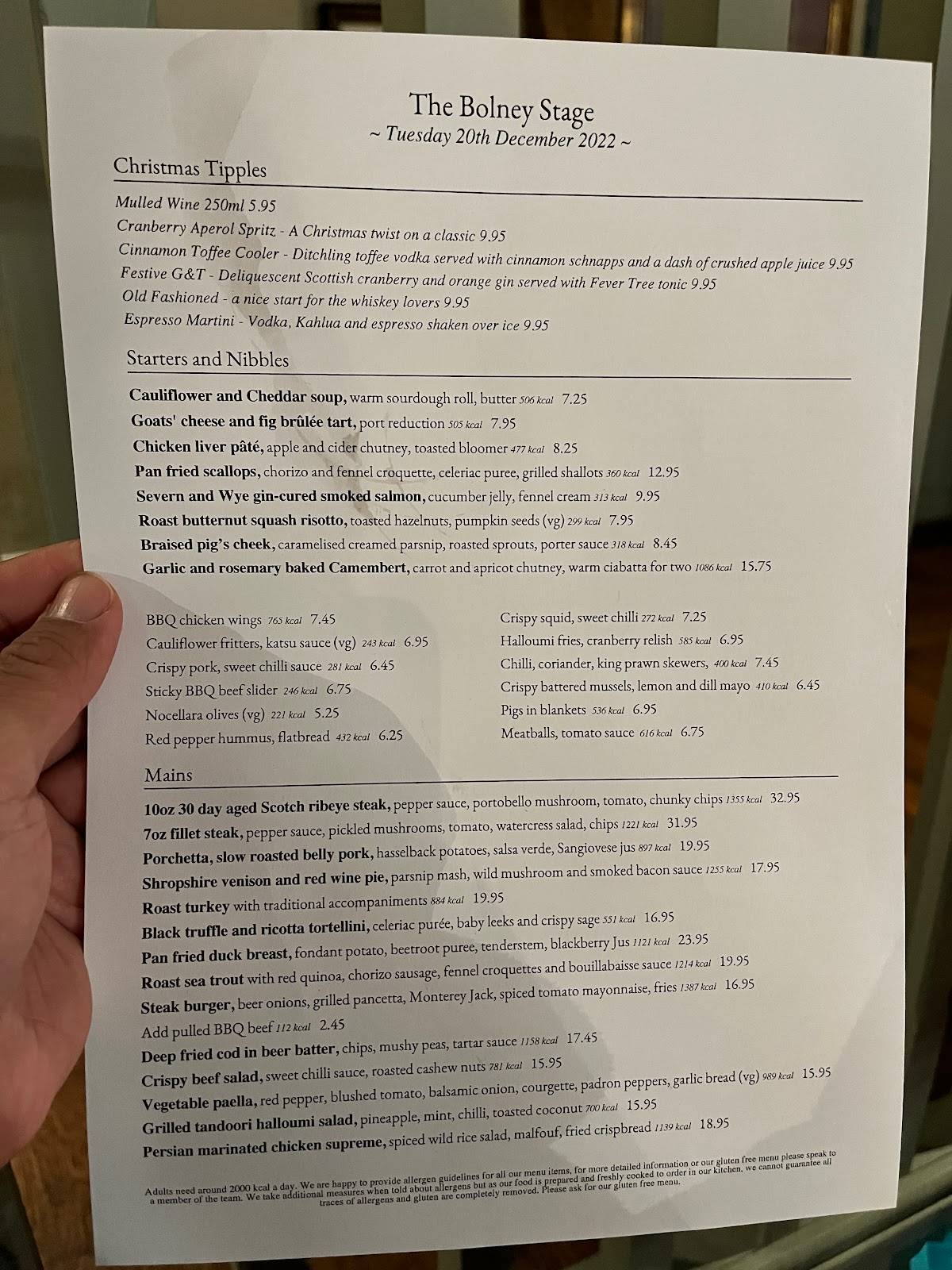 Menu at The Bolney Stage pub & bar, Bolney