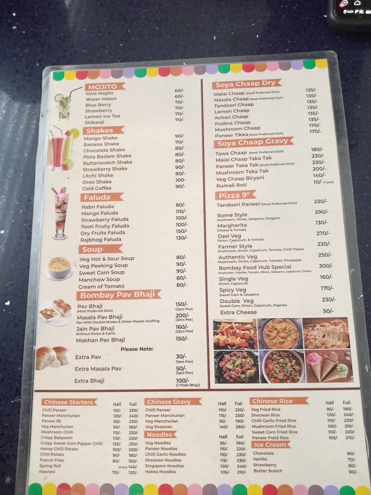 Menu at Bombay Food Hub, Lucknow