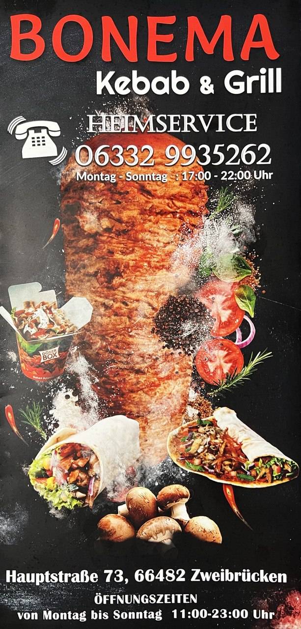Speisekarte von Bonema - Pizza und Döner Grill, Zweibrücken