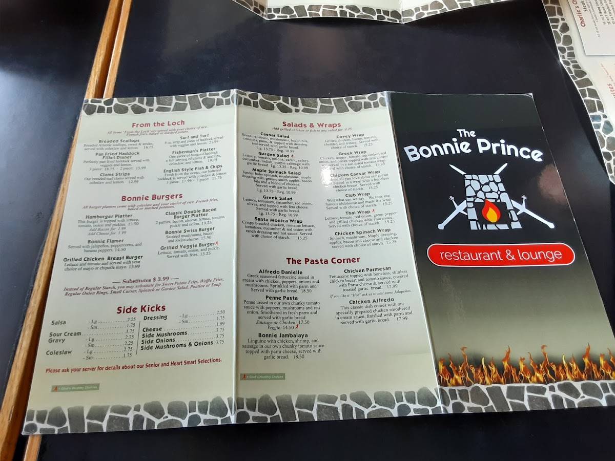 Menu at Bonnie Prince Beverage Room steakhouse, Sydney