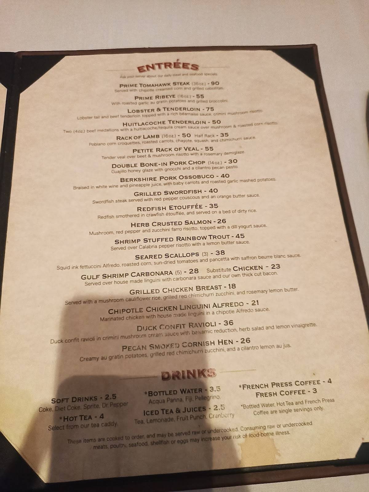 Menu at Border Foundry Restaurant and Bar, Laredo