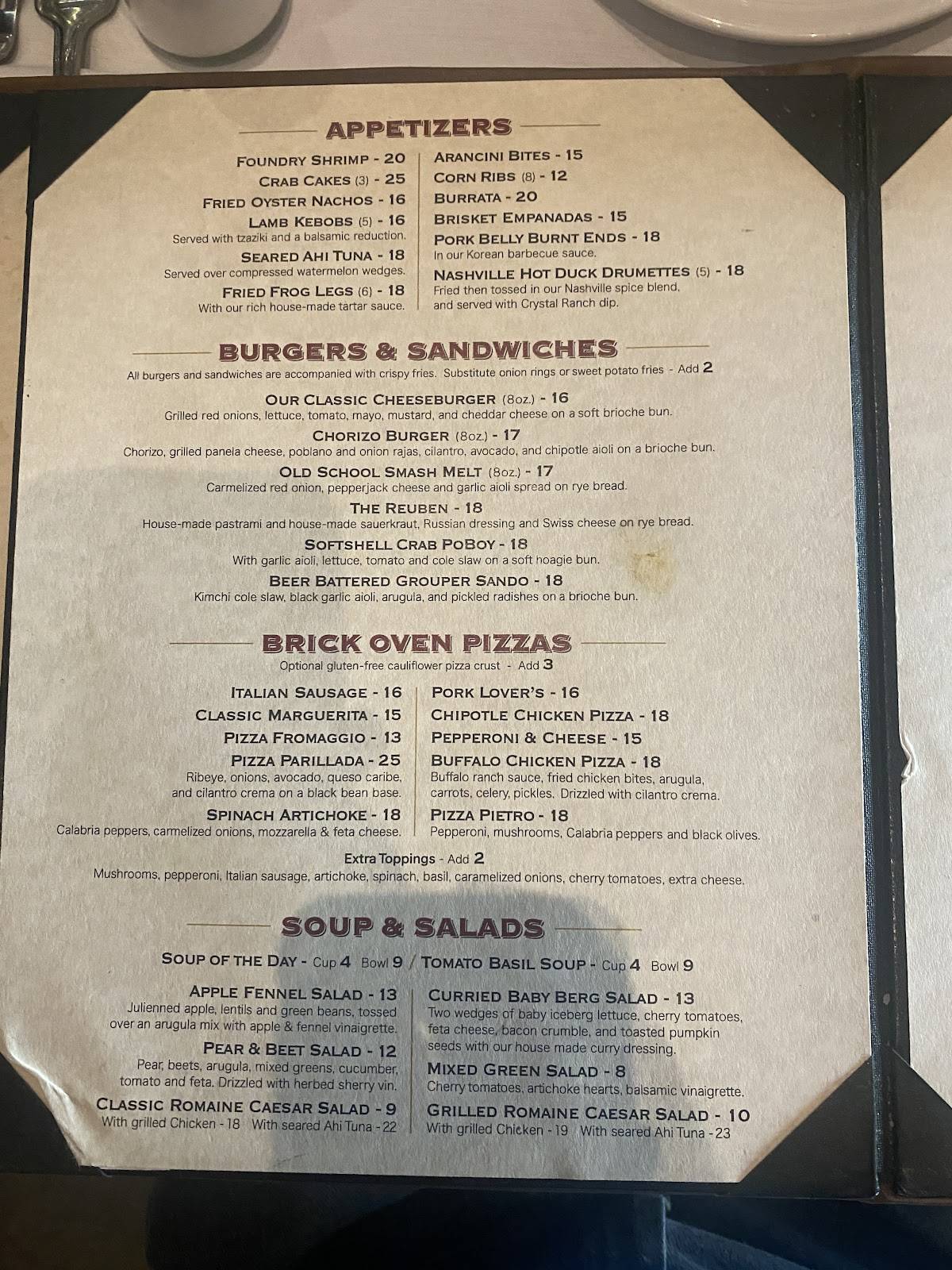 Menu at Border Foundry Restaurant and Bar, Laredo