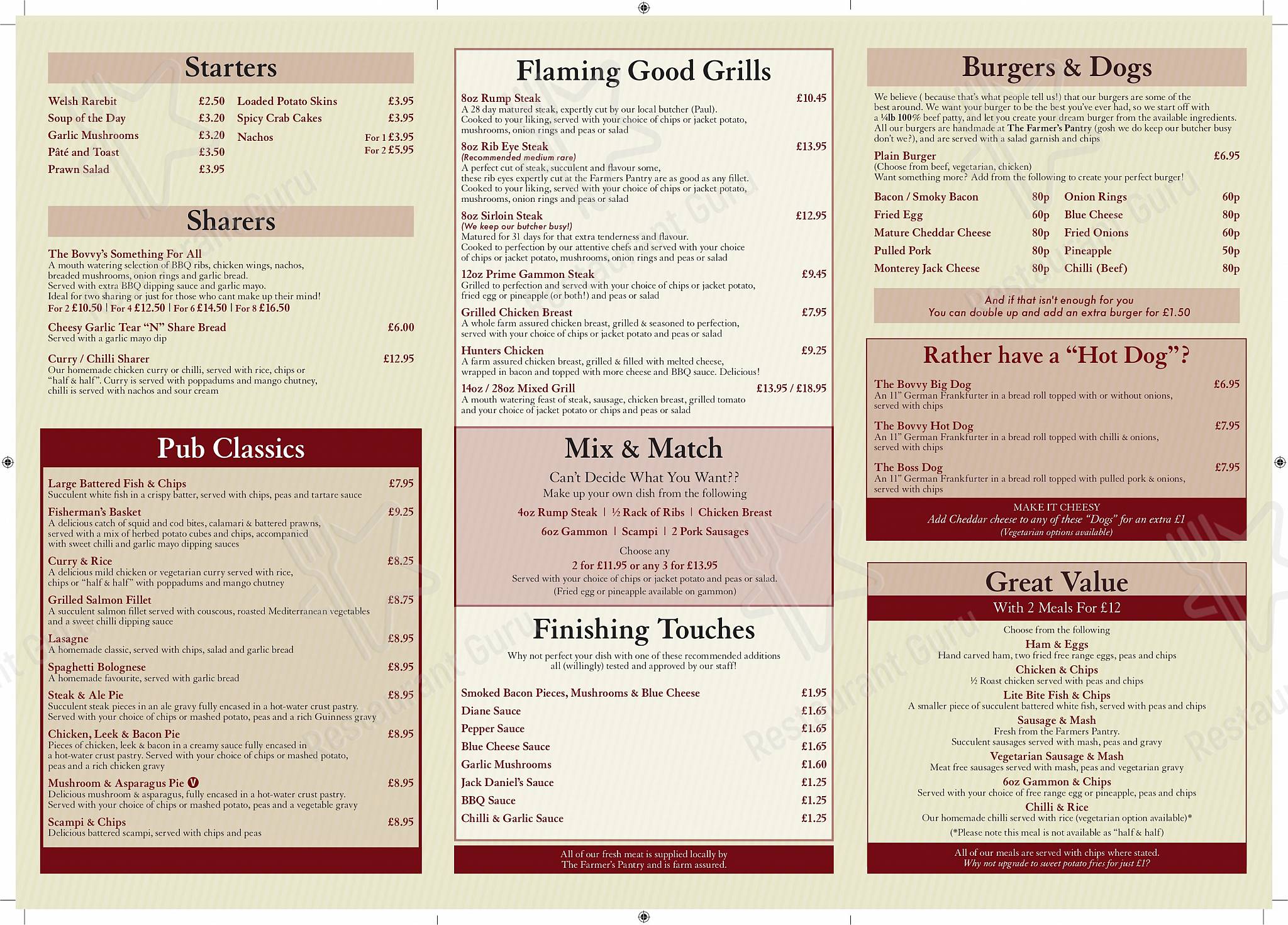 Menu at The Boverton Castle pub & bar, Llantwit Major