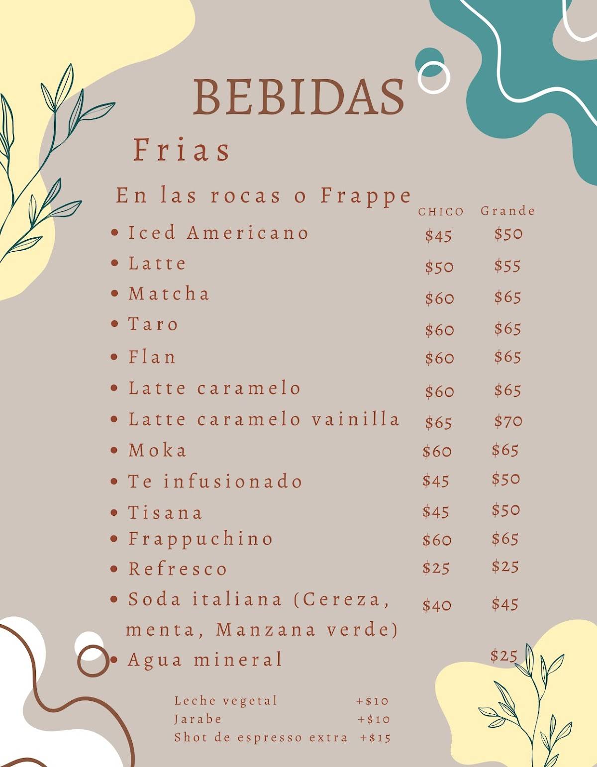 Carta de Bracha café & deli, Guadalajara