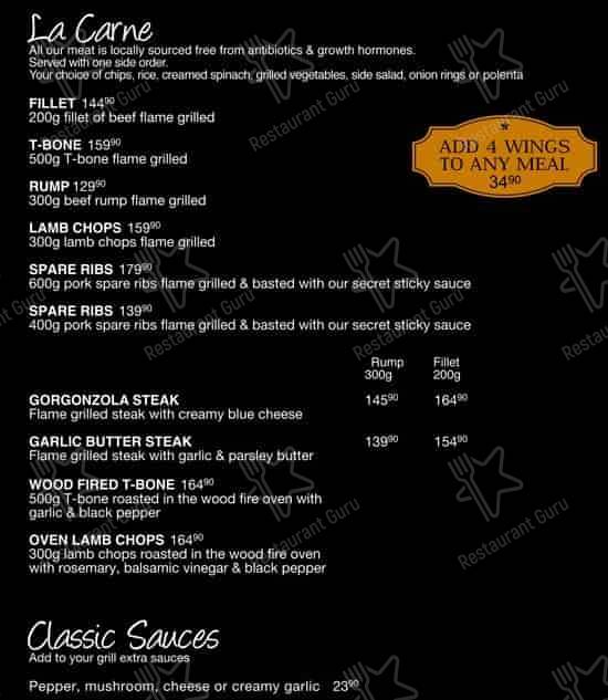 Menu at Cappuccino's CAFE & PIZZERIA, Brakpan