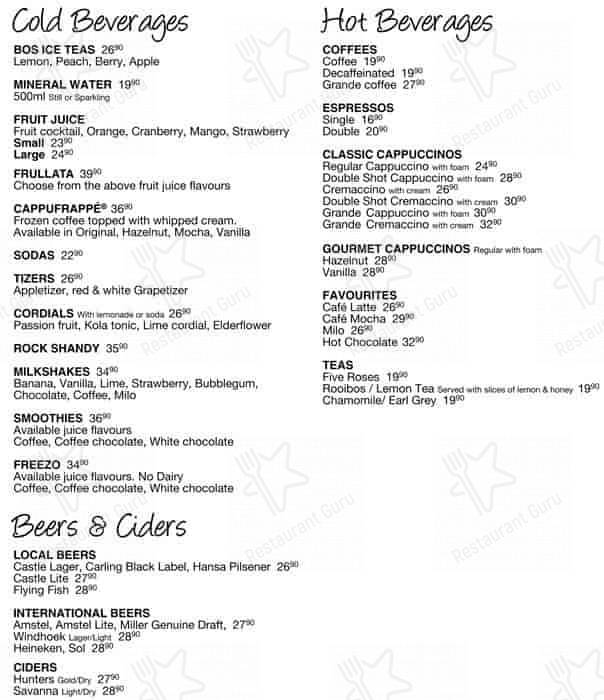Menu at Cappuccino's CAFE & PIZZERIA, Brakpan