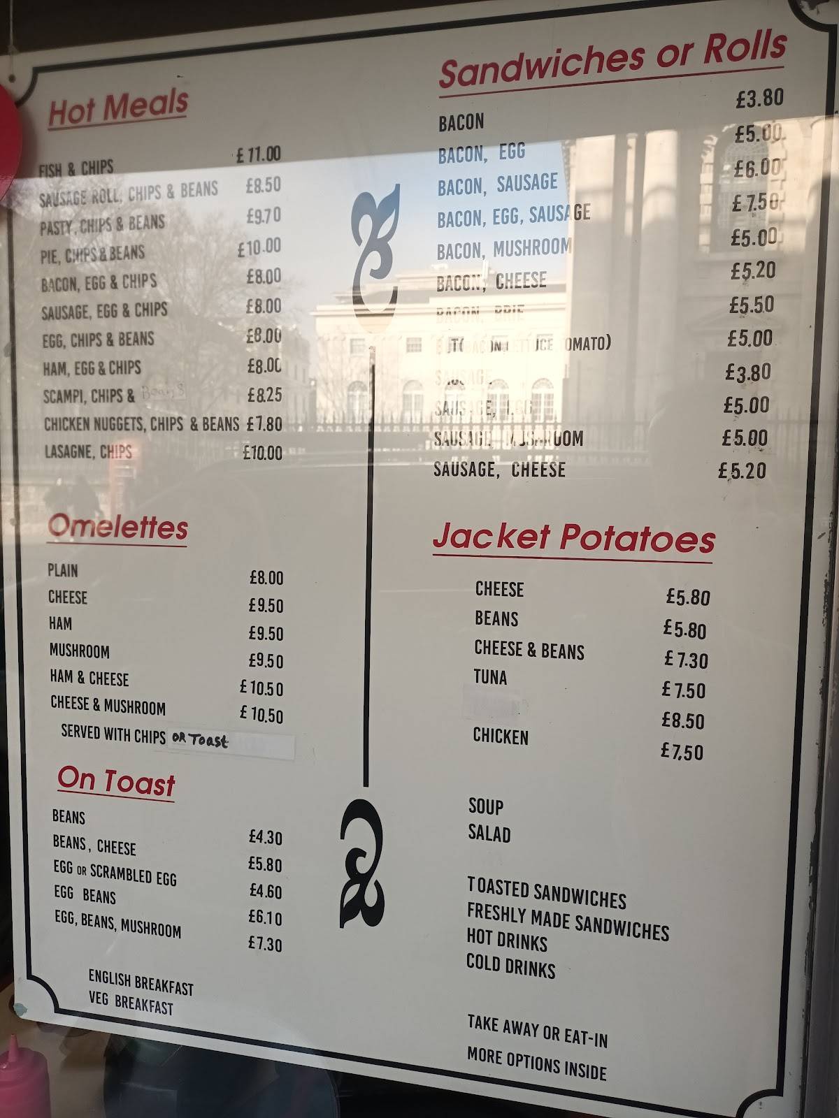 Menu at Breadline Cafe, London