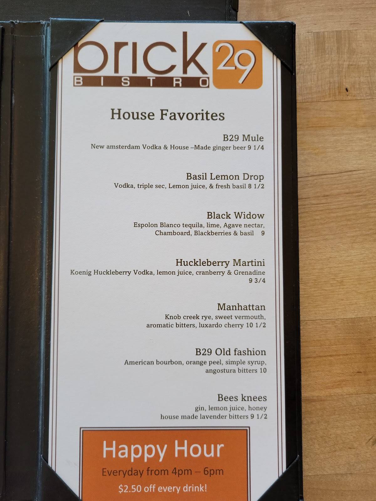 Menu at Brick 29 Bistro pub & bar, Nampa