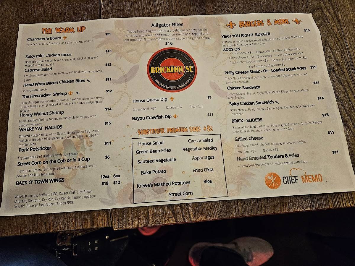 Menu at Brickhouse Bar & Grill, Jonesboro