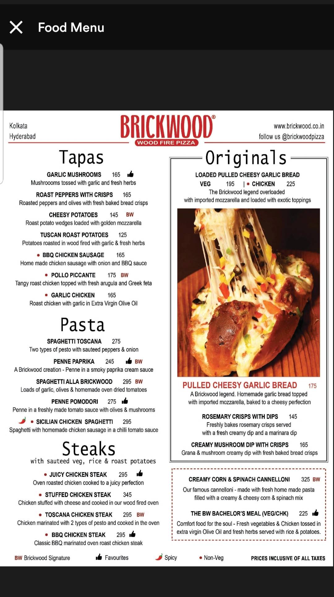 Menu at Brickwood Pizza, Hyderabad, 1-43