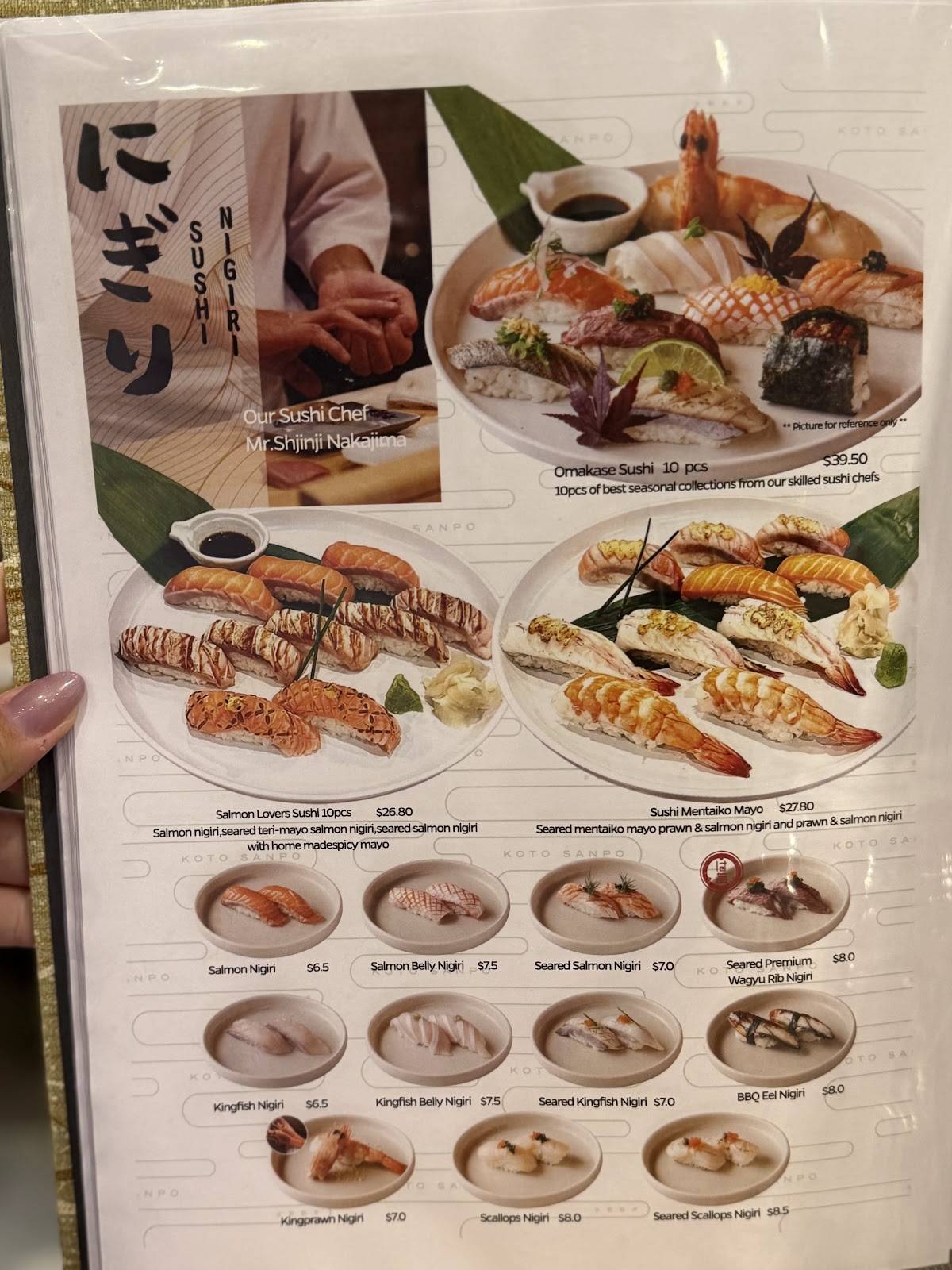 Menu at Koto Sanpo desserts, Brisbane City